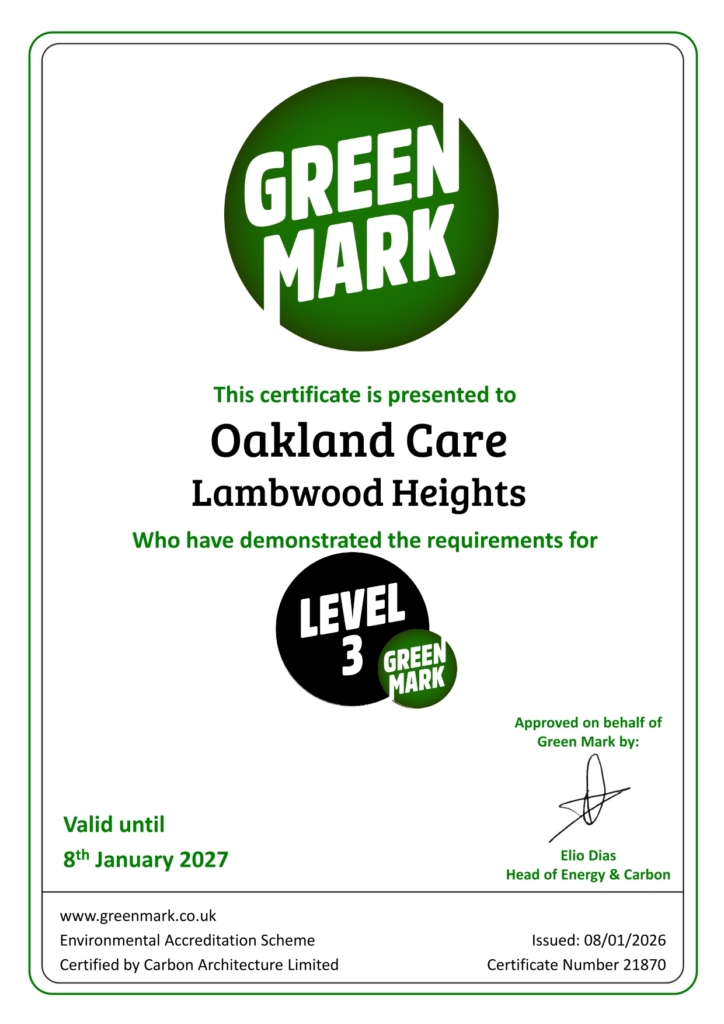 Oakland Care Green Mark Level 3 Recertification | Oakland Care Homes